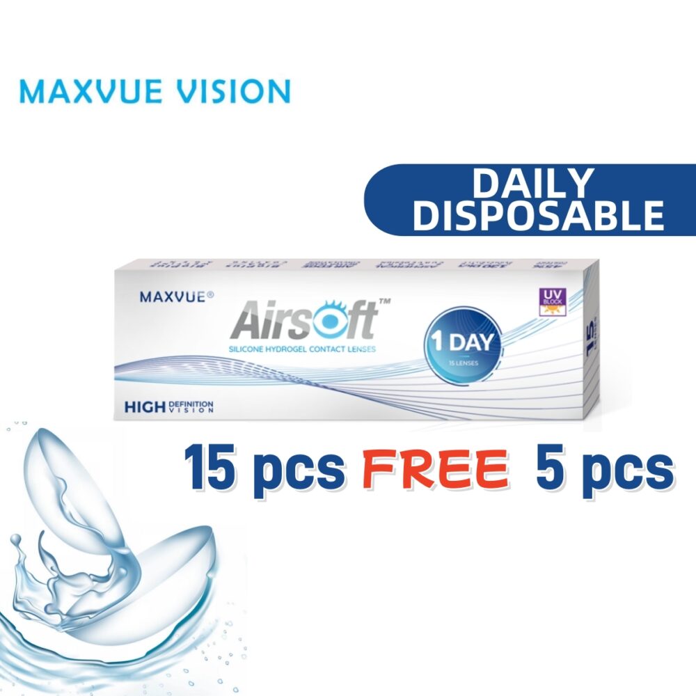 Maxvue Airsoft Silicone Hydrogel Daily Disposable Contact Lenses (15 ...